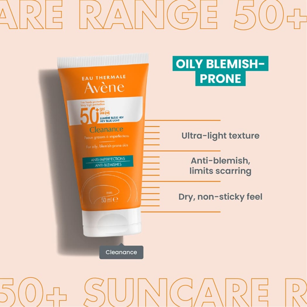 Avene Cleanance ultra-light spf50+ sunscreen for oily, blemish-prone s ...